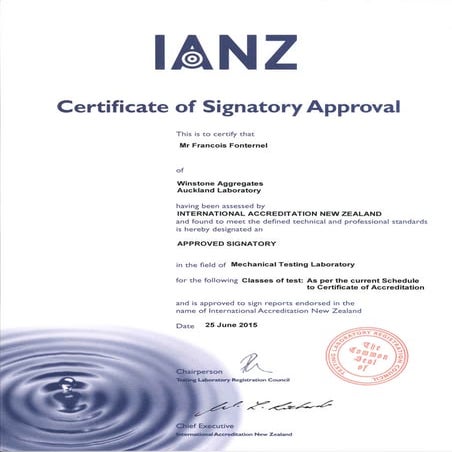 IANZ Signatory Certificate | PDF