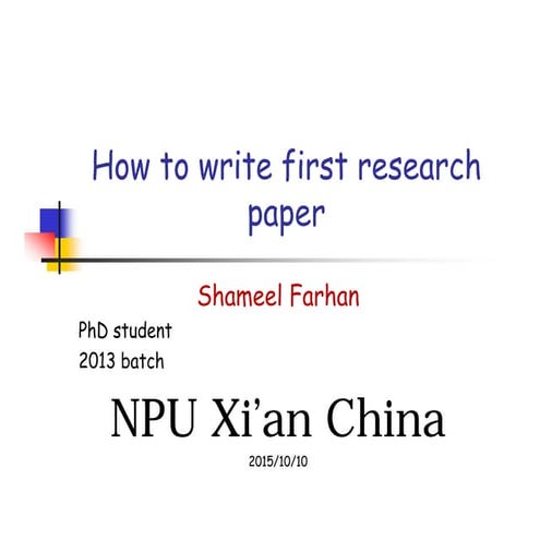 how to write first research paper October, 2015 [Compati | PDF ...