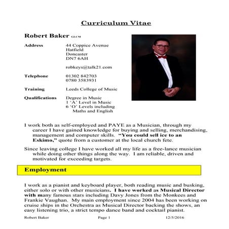 Robert Baker CV | DOC