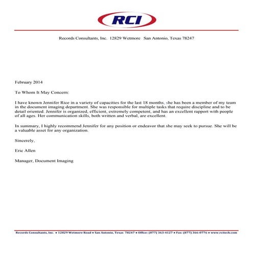 Recommendation letter | DOCX