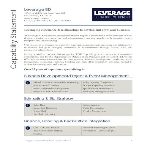 Leverage BD Capability Statement | PDF