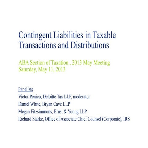 May 2013 ABA Panel Contingent Liabilities 2013-05-10 | PPT