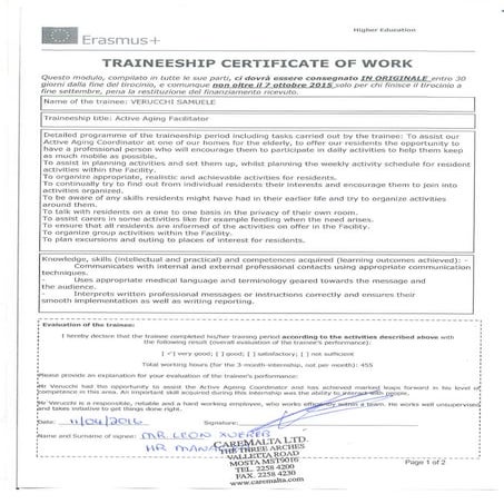 Certificate of Work | PDF