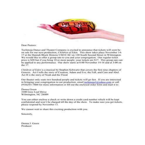 ticket sales letter | DOCX