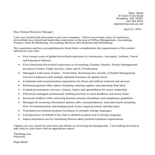 Dipti Sheth Cov Letter 20160423 | PDF