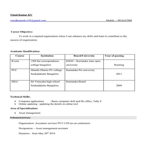 Resume-Vinod KV | DOCX
