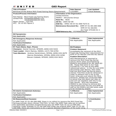 Work Example -- G8D - United Fixed Fairing Door Removal Issue | PDF