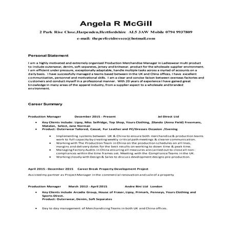 Angela R McGill Updated CV 2016 | DOCX