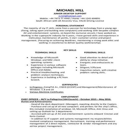 CV of Michael Hill July2016 | PDF