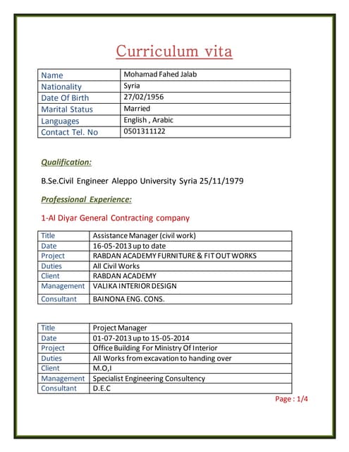 Mohammed ebrahim c.v. 12 2015 | DOC | Civil Engineering Industry | Industries