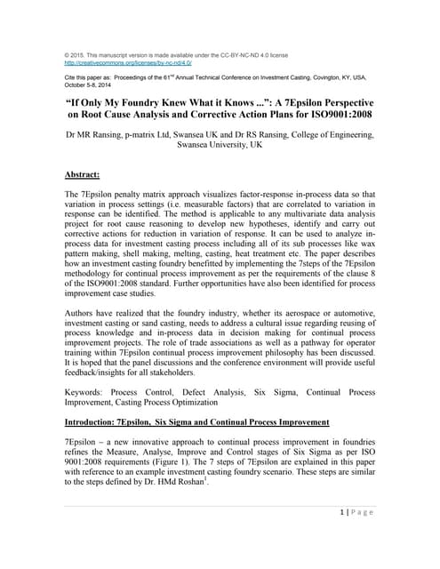 Organisational knowledge management for defect reduction in foundries - to satisfy requirements ...