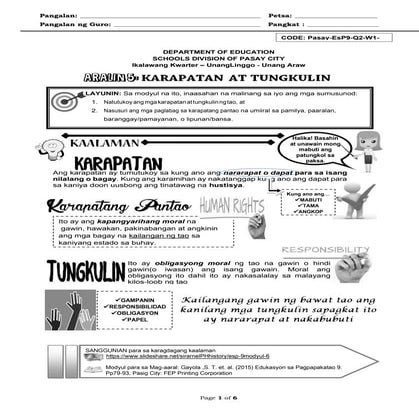 7 ESP 9 - Q2 - W1 (1).pdf values education module | PDF