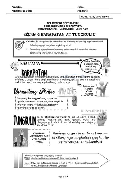 Esp 2 activity sheet q4 w1 | DOCX