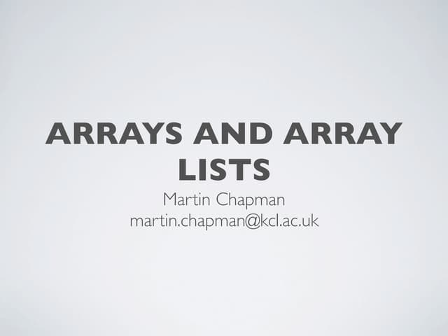 Programming In Java Arrays And Array Lists Pdf Programming