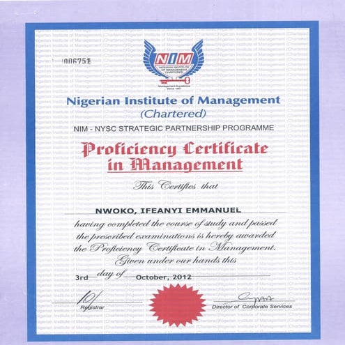 Proficiency Certificate in Management. | PDF