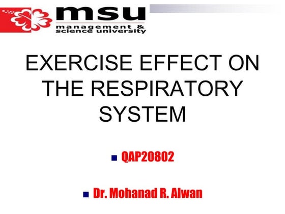 Respiratory system changes during exercises | PPTX | Lung and ...