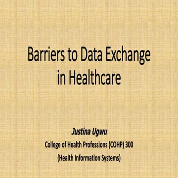 Barriers to Data Exchange in Healthcare | PPT