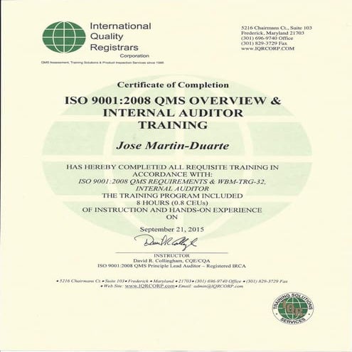 ISO Internal Auditor Certification | PDF