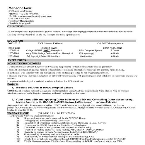 Mansoor Nasir Cv (2) | PDF