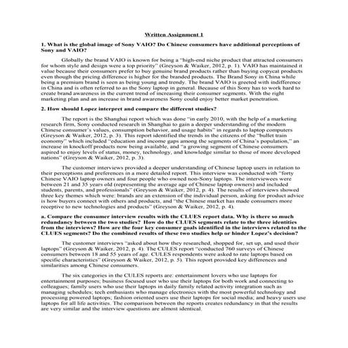 Written Assignment 1 | DOC | Laptops | Computing