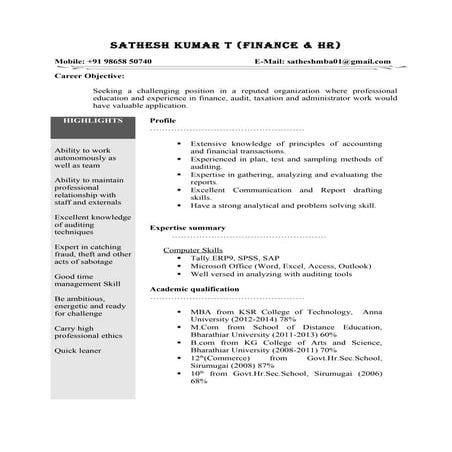 Update Resume | DOCX