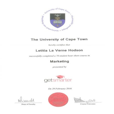 Marketing UCT Certificate | PDF