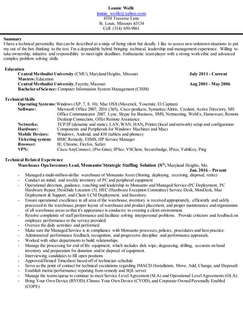 Marvin's Resume | DOCX | IT and Internet Support | Internet