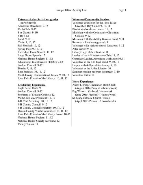 Extracurricular_Resume | DOCX | Education