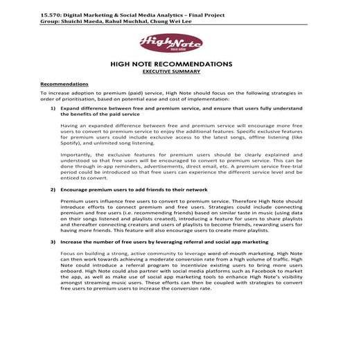 HighNote Report(Final )10Dec7pm | PDF