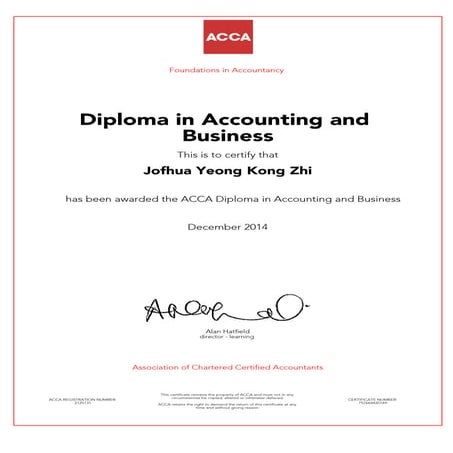 Diploma in Accounting and Business certificate | PDF | Business ...