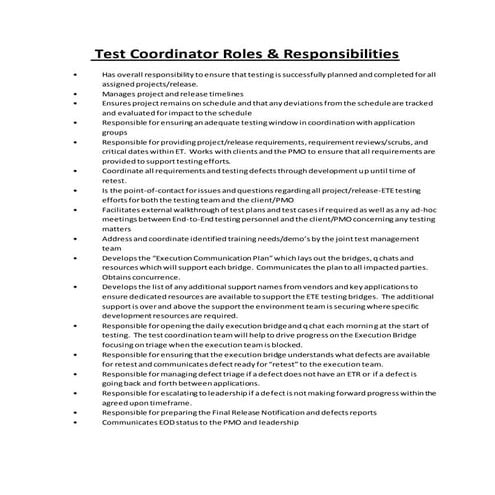 Test Coordinator Roles | DOCX