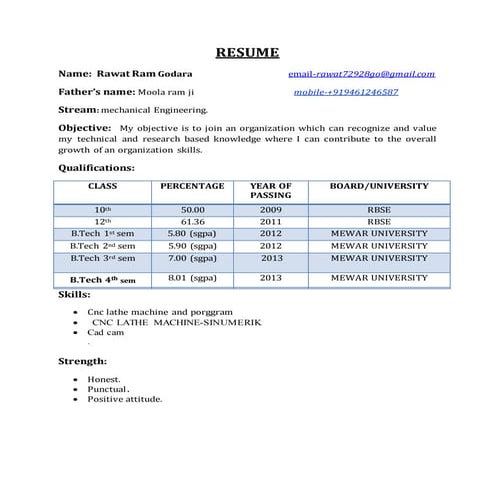 RAWAT RAM RESUME | DOCX