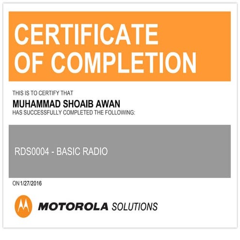 Motorola Basic Radio training Certificate | PDF