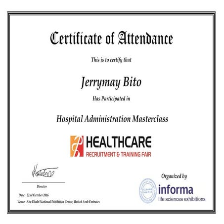 REC2016_Jerrymay Bito_ADM_Certificates of Attendance | PPT
