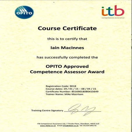 Competence Assessor Cert | PDF