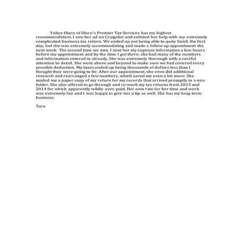 Yuliya Testimonial | PDF