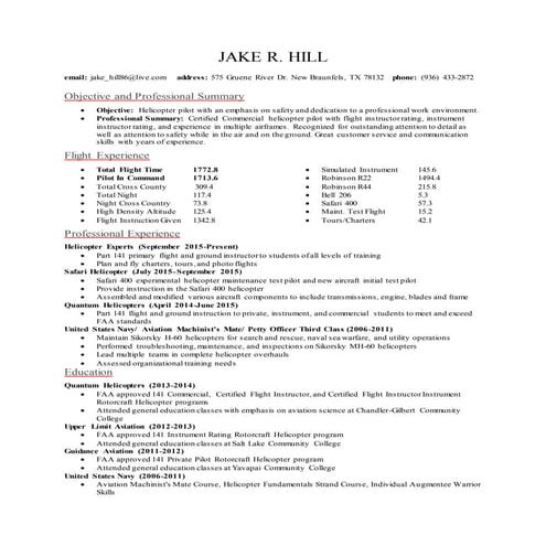 Jake Hill Commercial Resume | DOCX