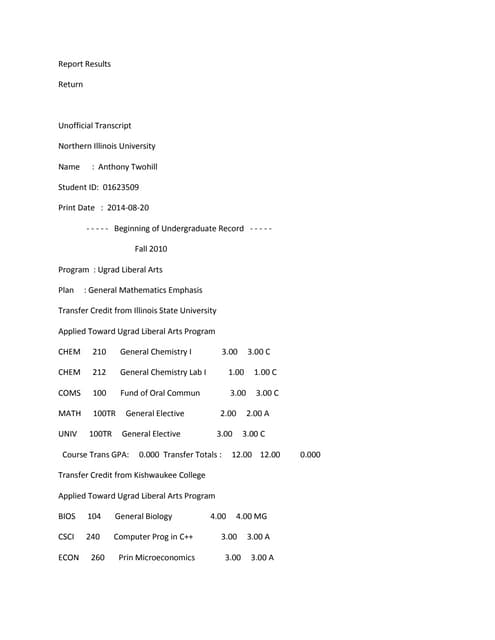 TimDavidson_Unofficial Transcript | PDF