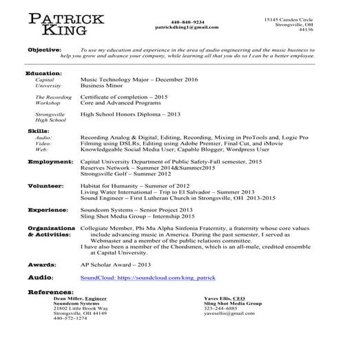 Patrick King Resume | PDF