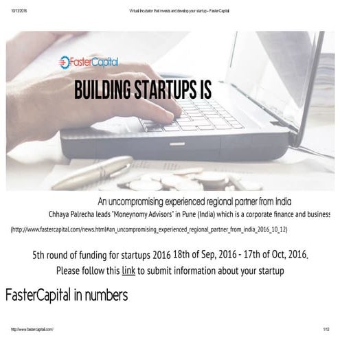 Virtual Incubator that invests and develop your startup - FasterCapital | PDF | Startups | Business