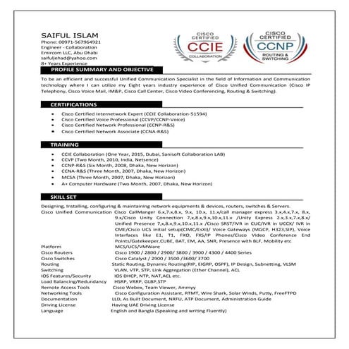CV-of-Saif-CCIE-Collaboration | PDF