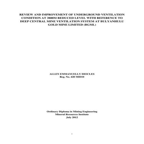 REVIEW OF DEEP CENTRAL VENTILATION SYSTEM | PDF