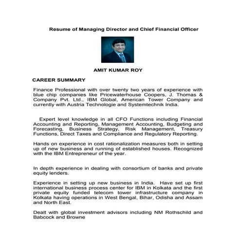 Resume Amit Roy 2015 | DOC