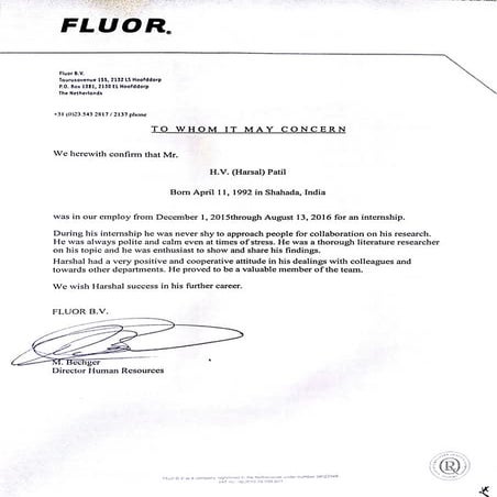 Thesis Recommendation Letter - Fluor | PDF