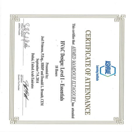 ASHRAE Certificate | PDF