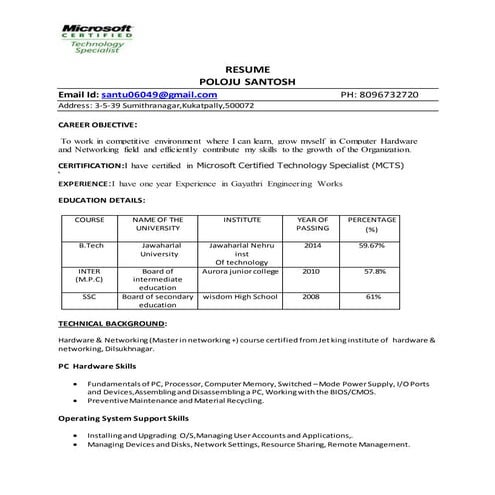 santosh _ Resume (1) | PDF