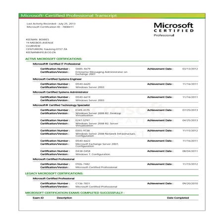 Microsoft Transcript | PDF