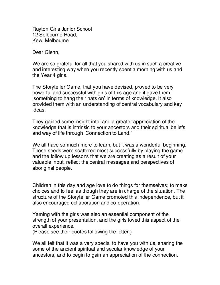 Letter Grade 4 The Storyteller at Ruyton Girls Junior School Glenn Sh…