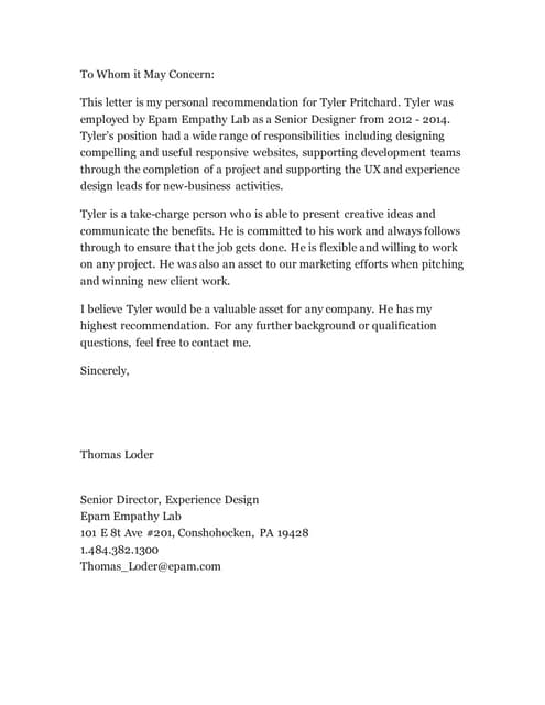 Letter of Recommendation by Managing Director | PDF