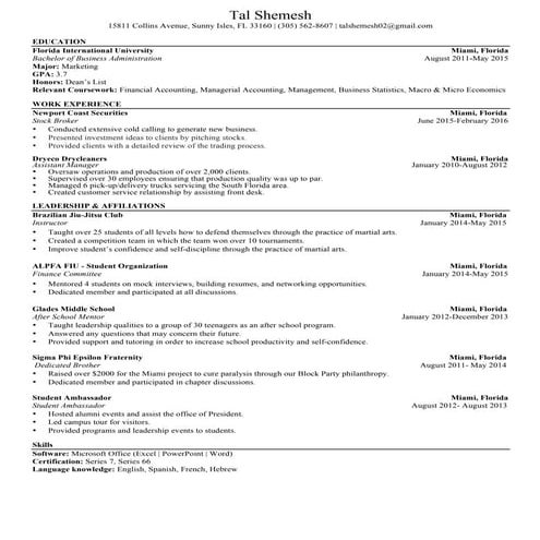 Resume for UM | DOCX